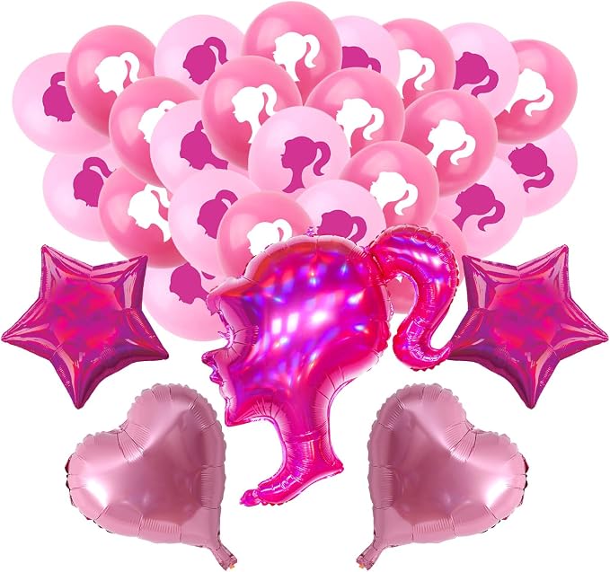 Amazon.com: 29Pcs Pink Girls Balloons Hot Pink Princess Balloons For ...