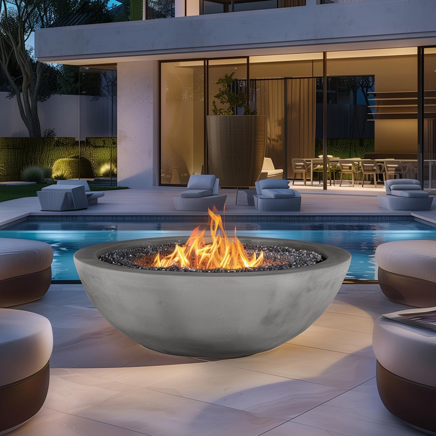 Amazon.com: SUMELL 2-Piece Outdoor Propane Fire Pit Table Set w/Tank ...