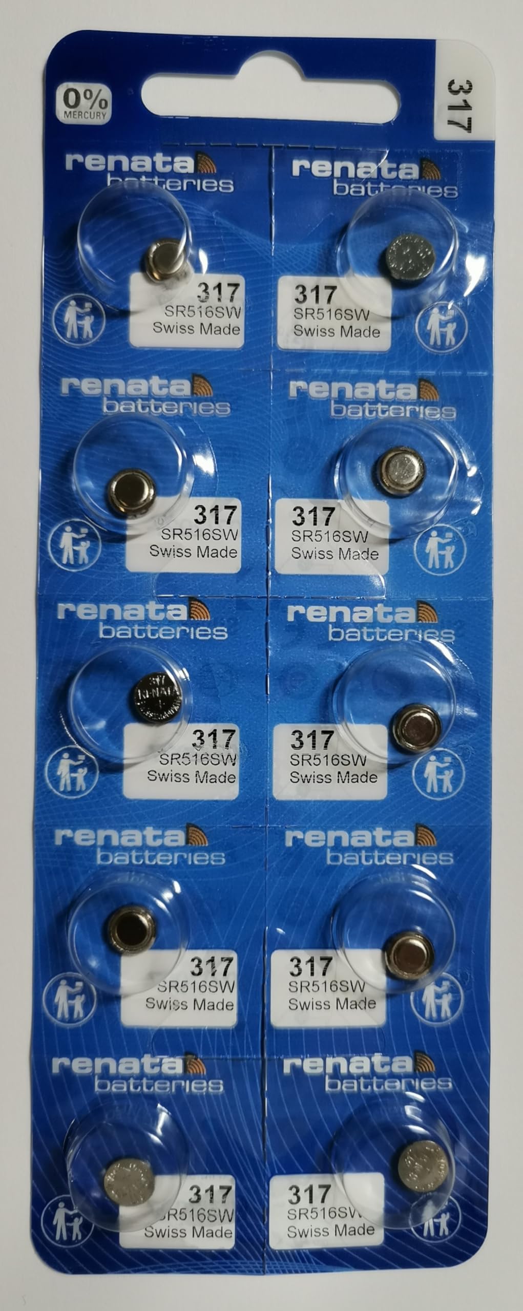 New 2PK RENATA MODEL 317 SILVER OXIDE 1.55V WATCH BATTERY SR516SW ...