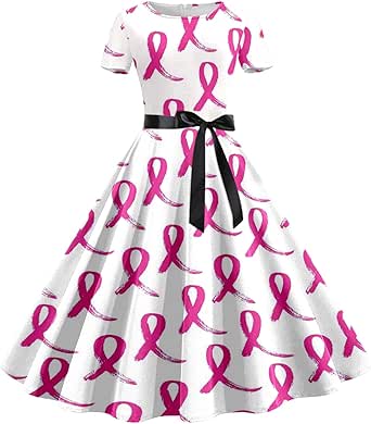 Amazon.com: Cancer Dress Women Breast Cancer Dress Pink Ribbon Breast ...