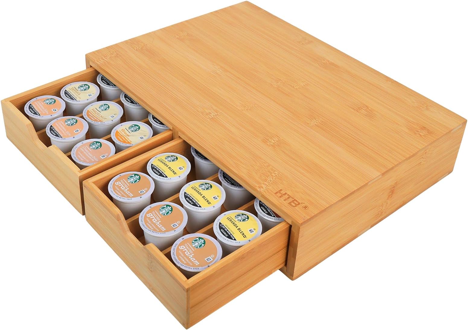 Amazon.com: Navaris Bamboo Coffee Pod Drawer Organizer - Capsule ...