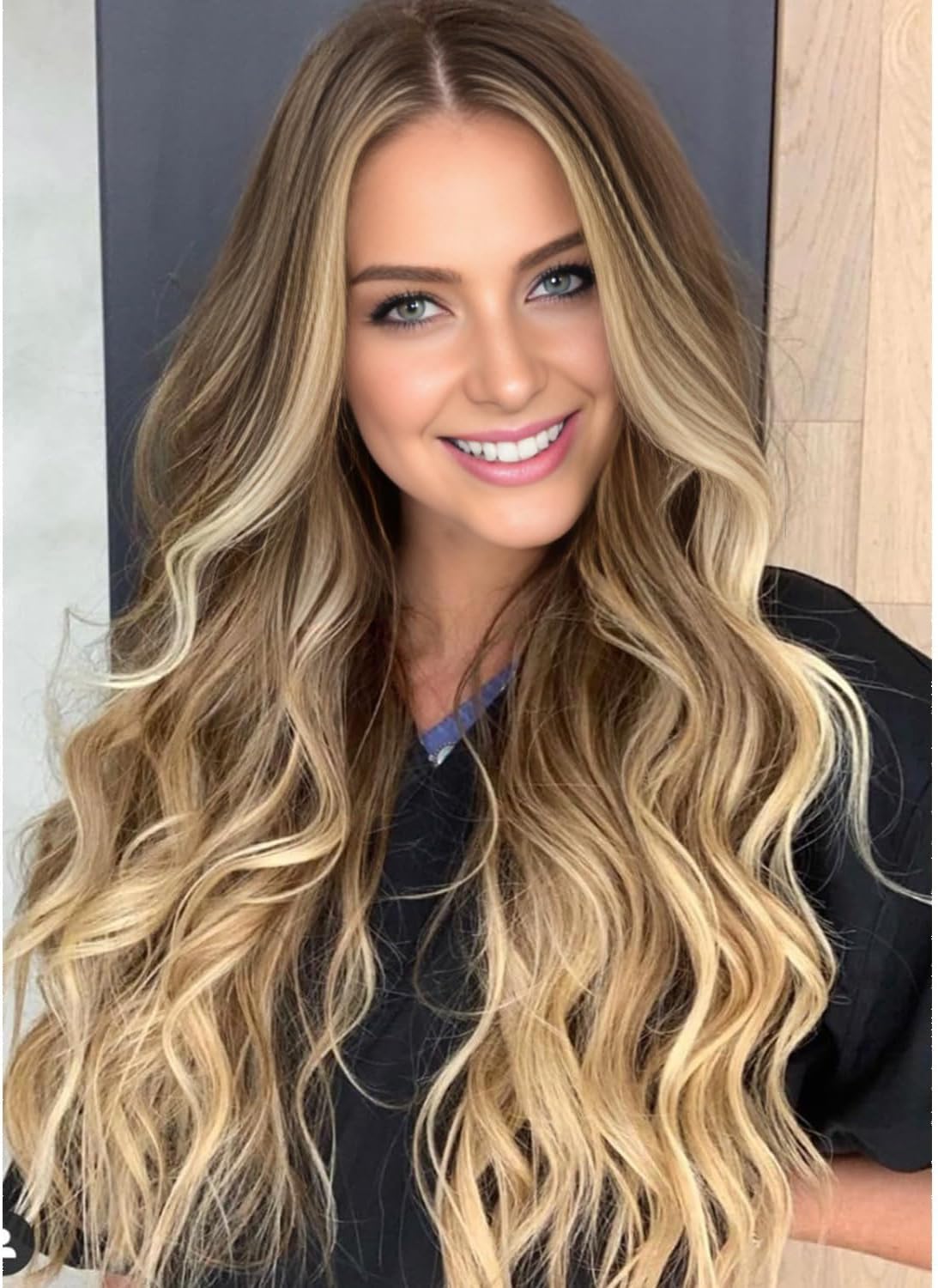 Amazon.com : Dirty Blonde Wavy Wigs for Women 26 Inch Synthetic Lace ...