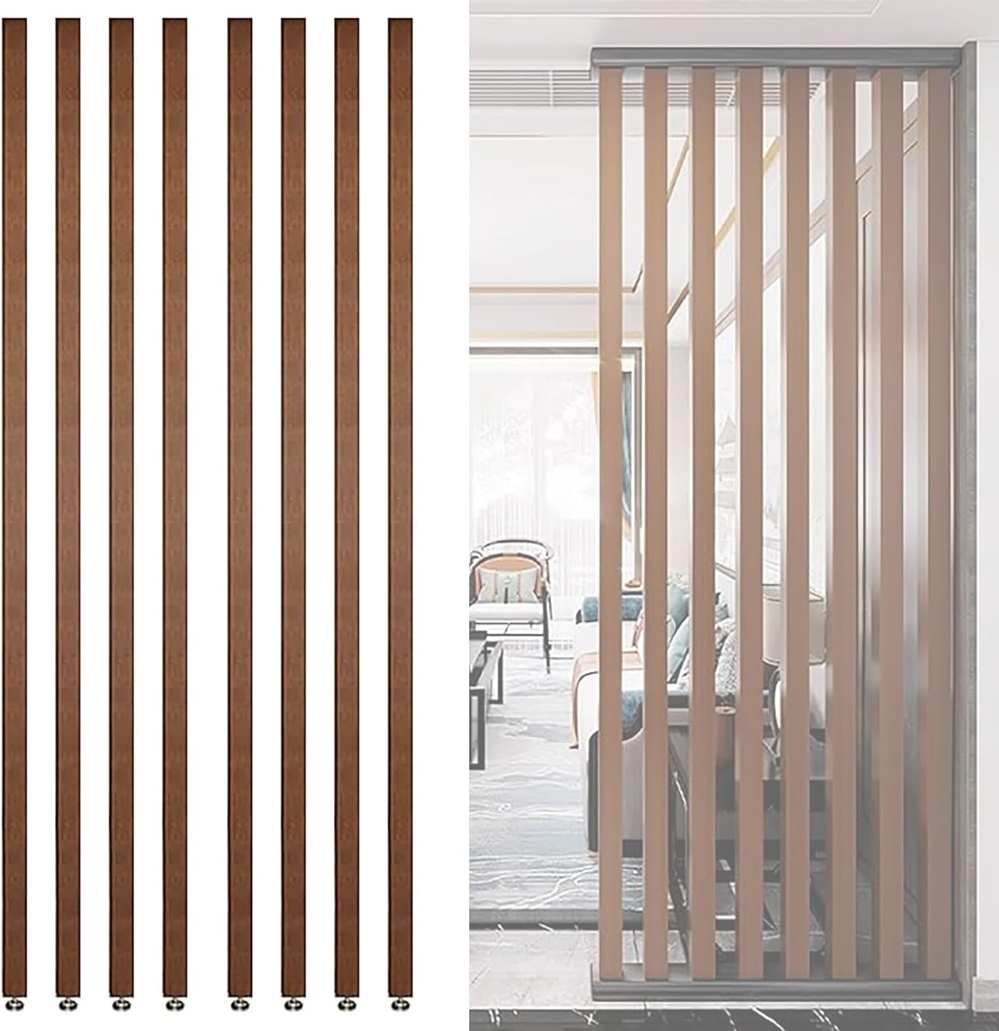 Amazon.com - Wall Partition Room Divider Floor to Ceiling Wooden Slats ...