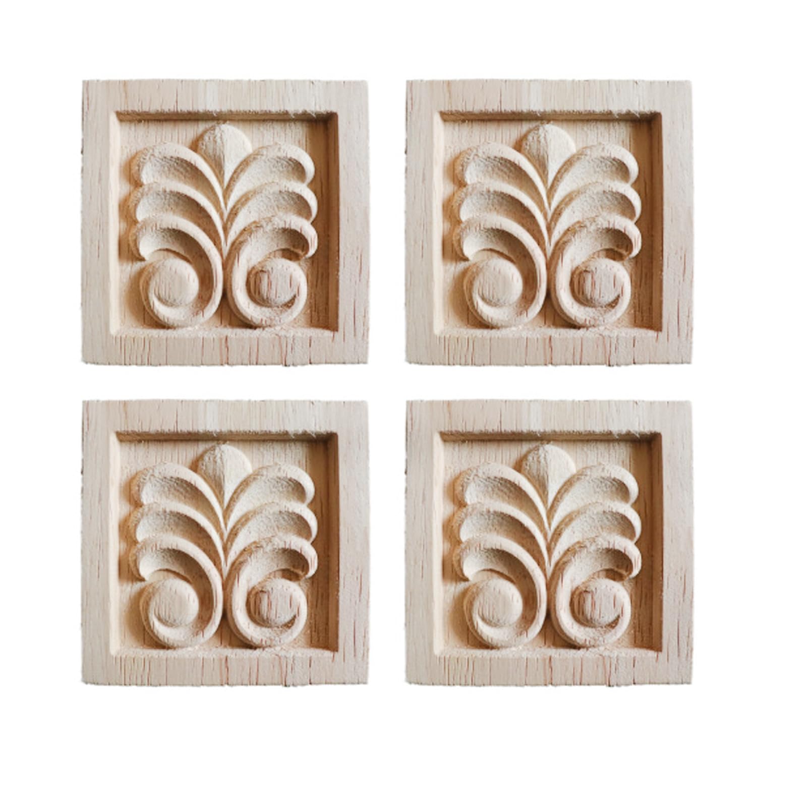 Amazon.com: BSYMDH 4PCS Square Wooden Carved Appliques Onlays Carving ...