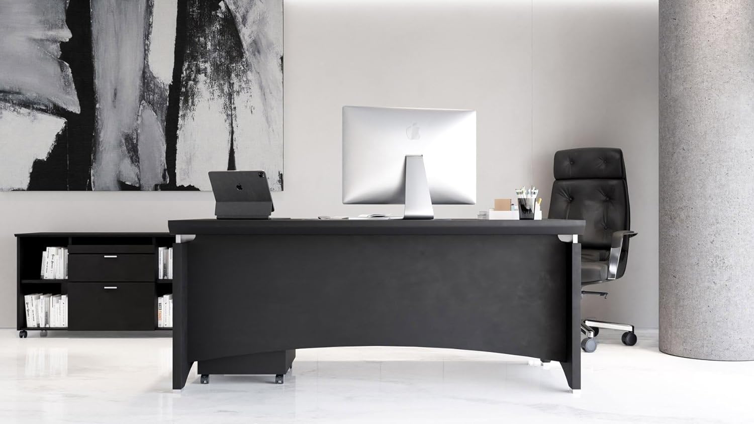 Amazon.com: ZURI Washington Desk with Pedestal - Black : Home & Kitchen
