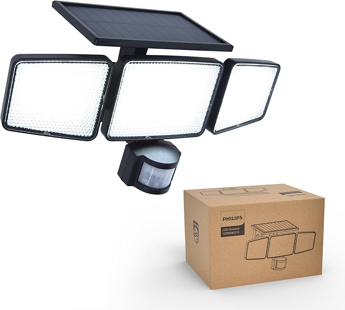 Philips Solar Security Light Outdoor Light 302 LEDs 1200lm，Solar ...