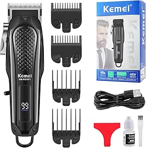 Amazon.com: KEMEI Professional Hair Clipper for Men, Cordless Barber Clippers for Hair Cutting ...
