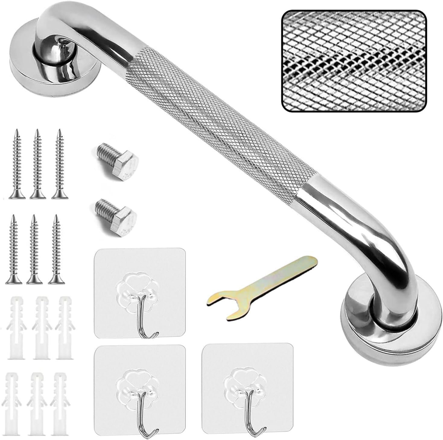 BTSKY Stainless Steel Bath Grab Handle with Anti-Slip Grip - Disabled ...