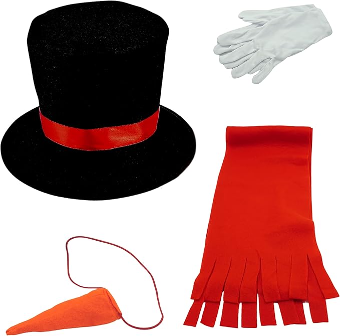 Amazon.com: Snowman Costume for Adults - Top Hat, Shawl, Nose, Gloves 5 ...