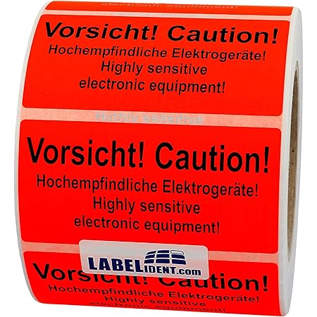 Labelident Warnetiketten auf Rolle 100 x 50 mm - Vorsicht! Caution ...
