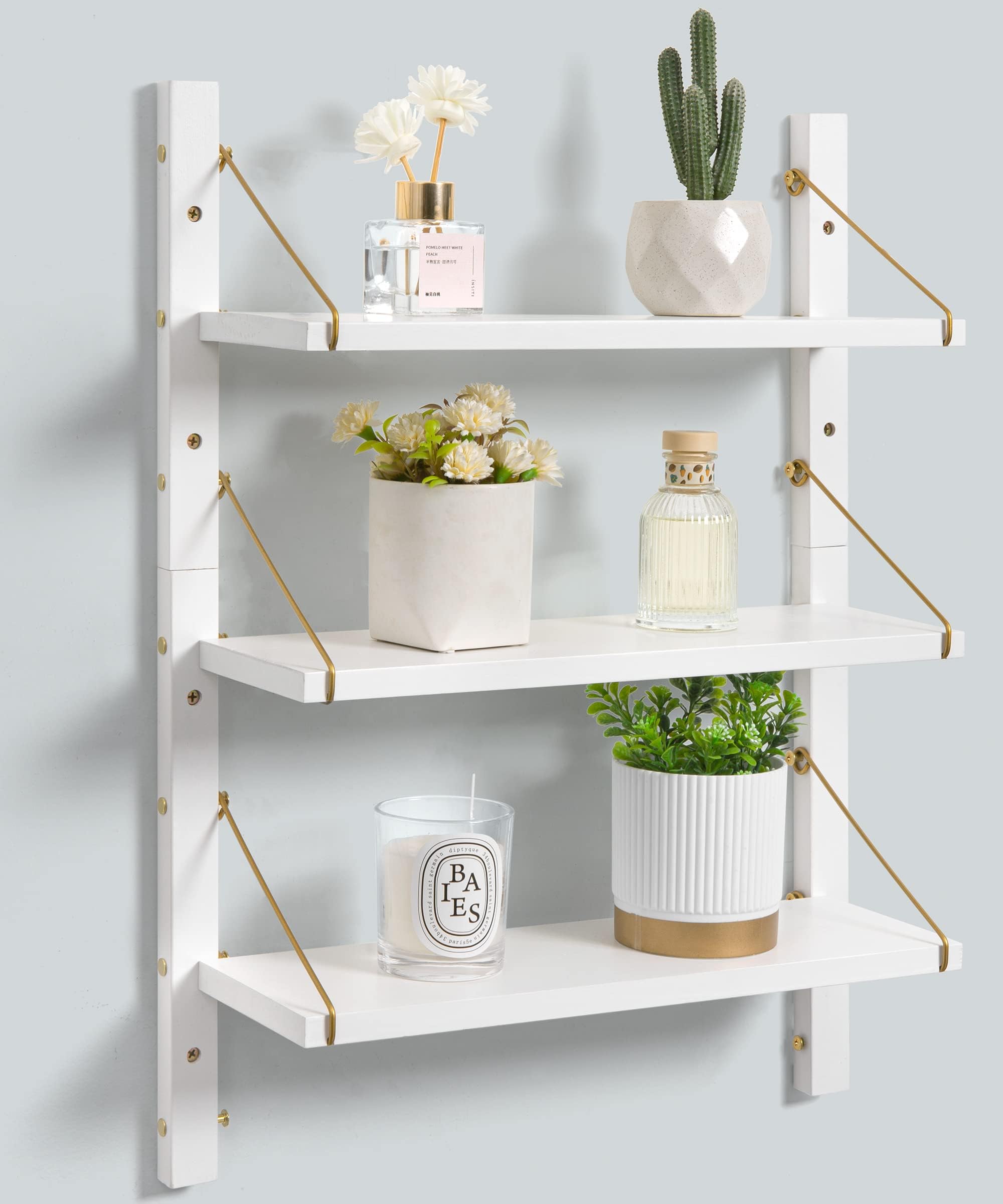 Amazon.com: Afuly Wall Shelves 3 Tier, Adjustable Floating Bathroom ...