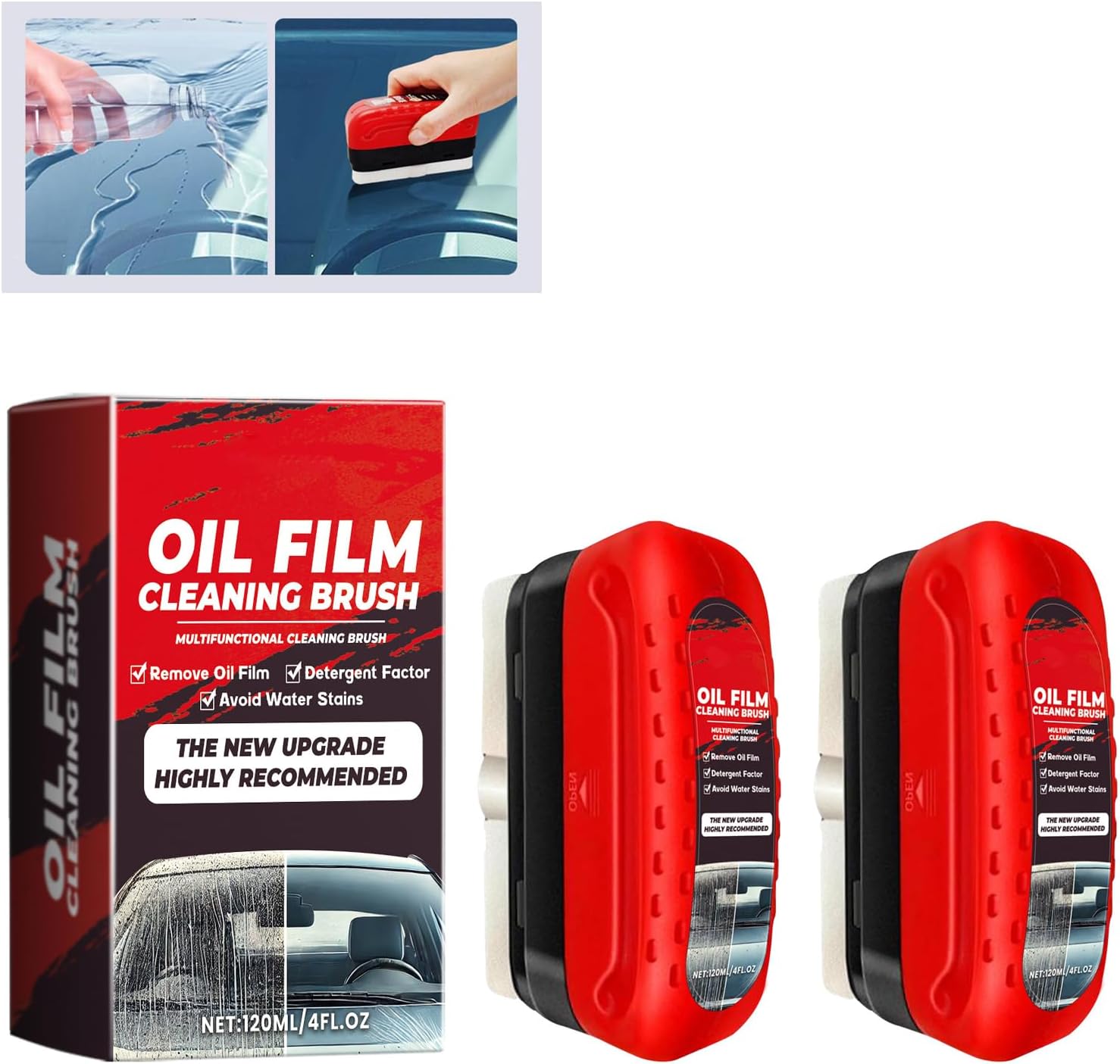 Automotive Oil Film Cleaning Brush, Car Glass Cleaner, Powerful ...
