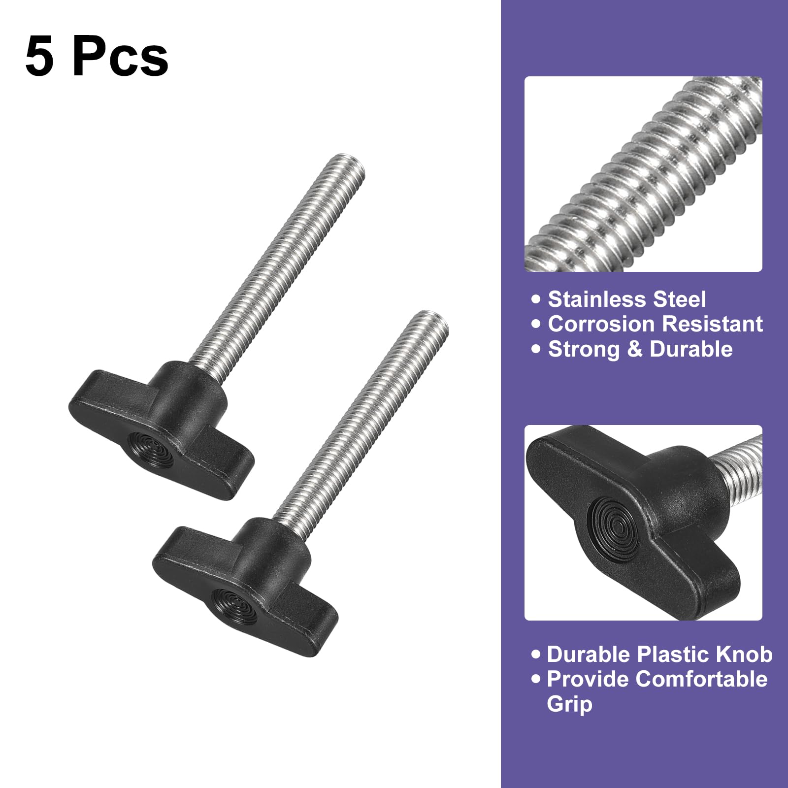 Snapklik.com : Uxcell 5Pcs Clamping Screw Knob, M8 X 60mm Metric 304 ...