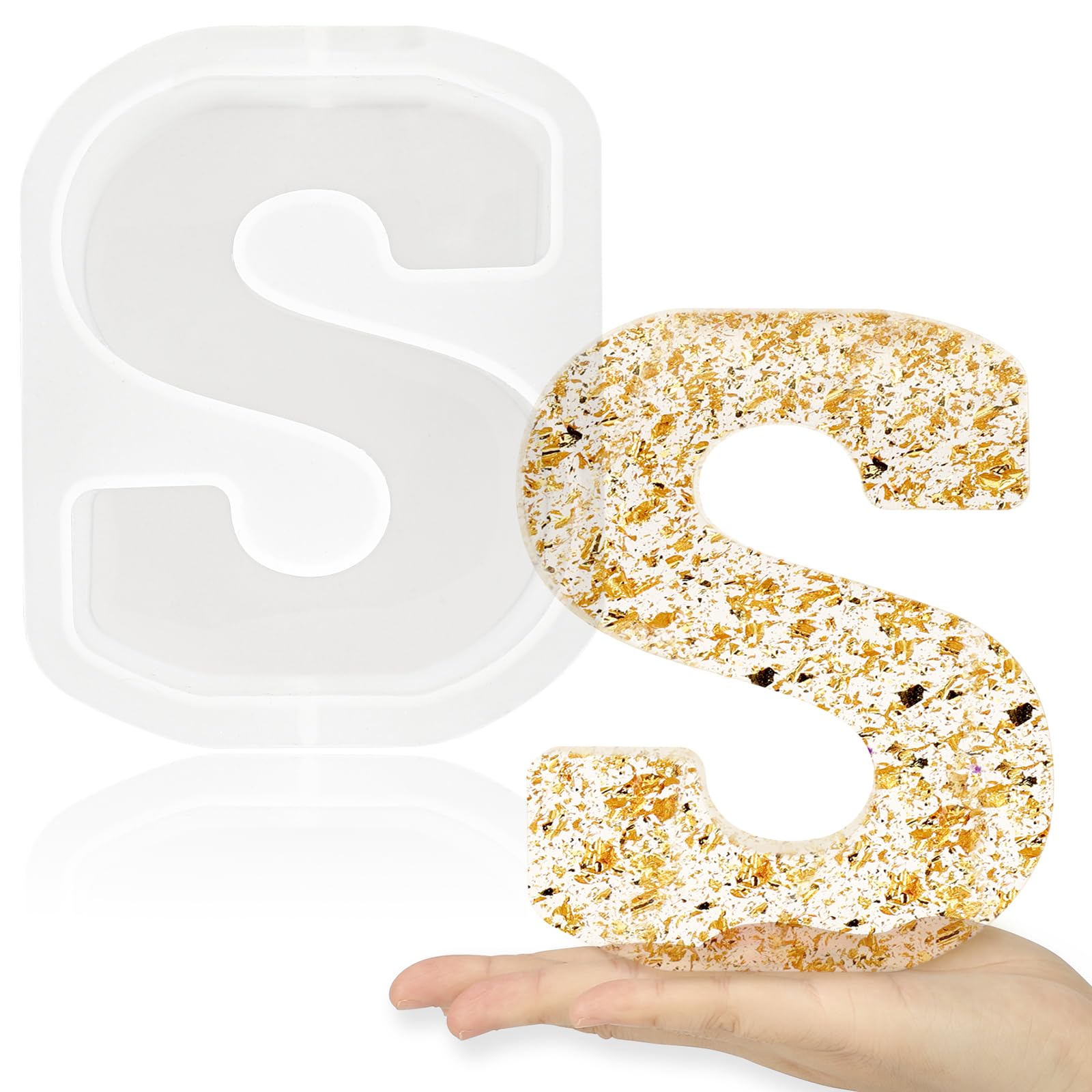 Gartful 7 Inch Large Letter Molds for Resin, 3D S Capital Alphabet ...