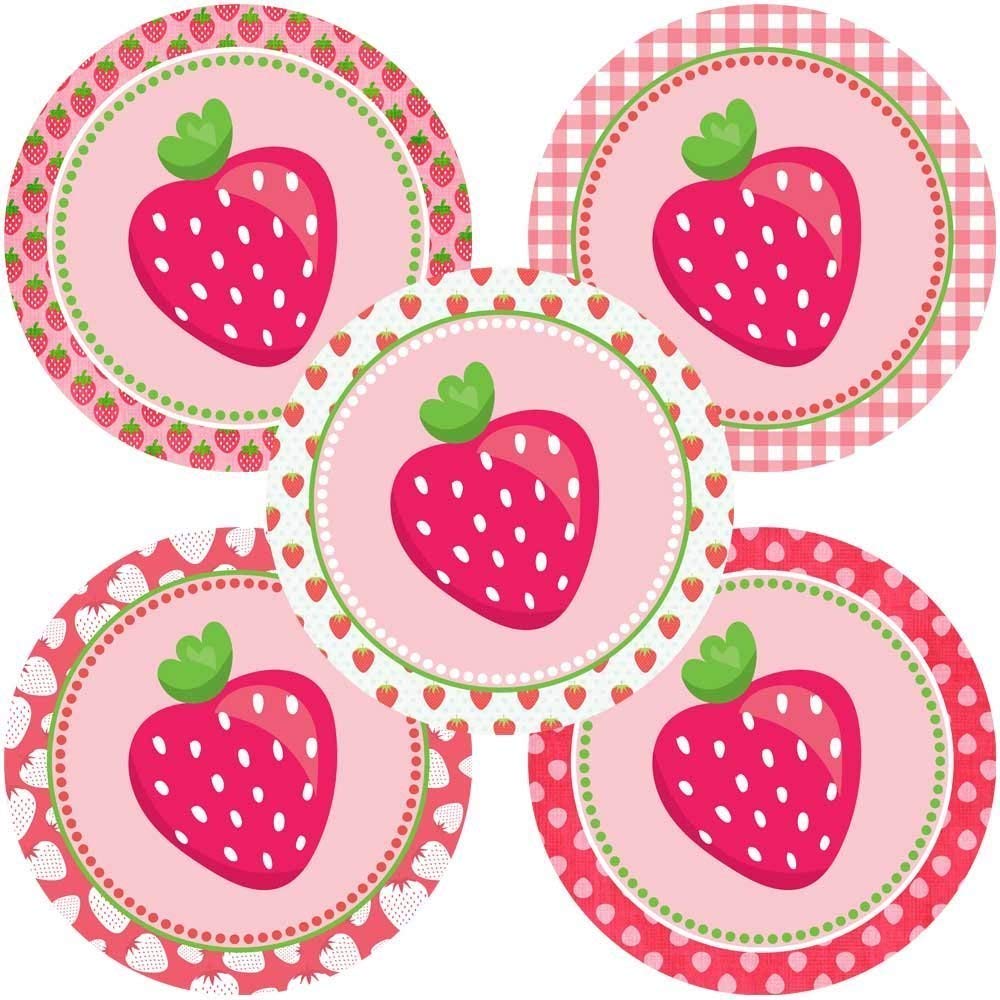 Amazon.com: Pink Strawberry Sticker Labels by Adore By Nat - Girl ...