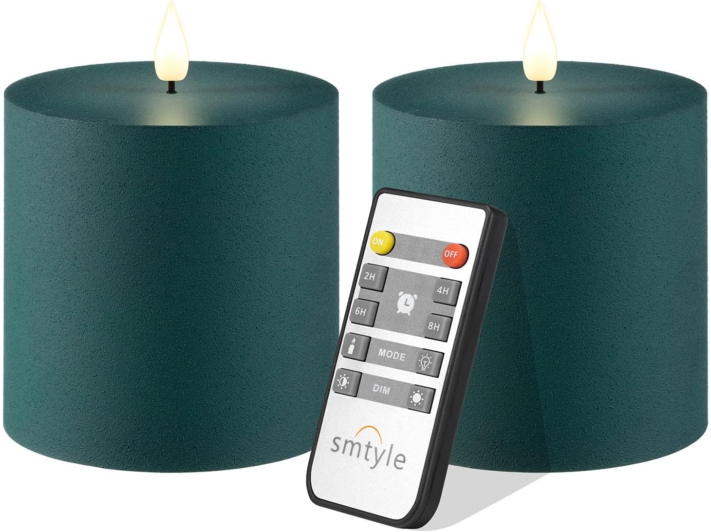Amazon.com: smtyle 4x4 Green Pillar Flameless Candles Set of 2 ...