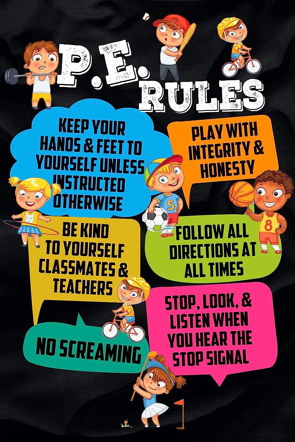 Pe Rules Classroom Exercise Poster Calm Posters And Kids Work | Desertcart Morocco