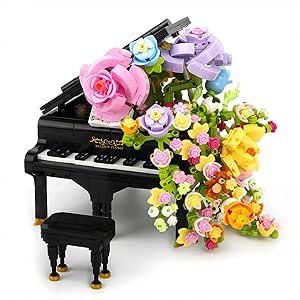 Seyaom Light-Up Piano Bouquet Micro Building Block Set, Immoral Flower ...
