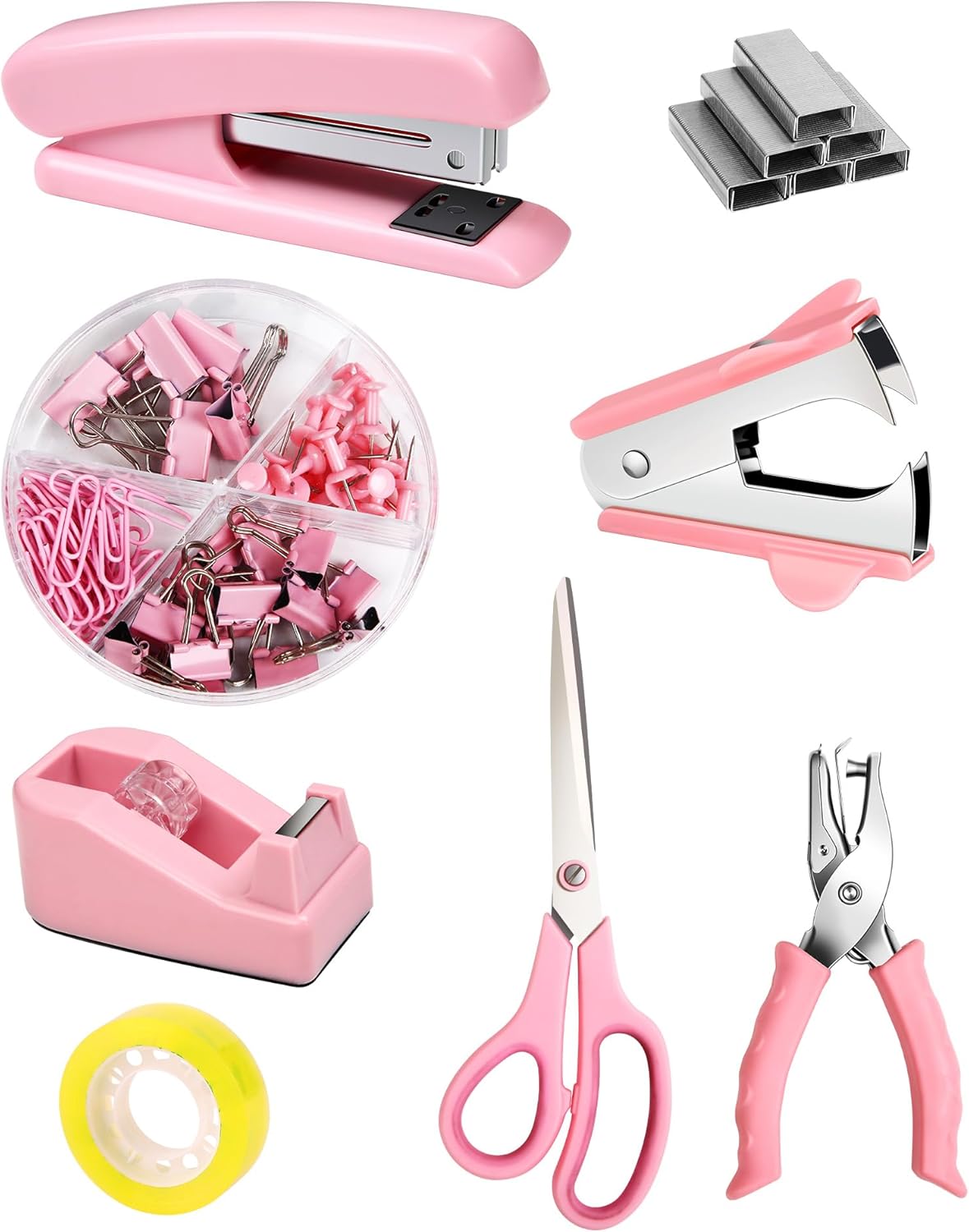 Amazon.com : AOFUXTI Pink Stapler and Tape Dispenser Set, Office ...