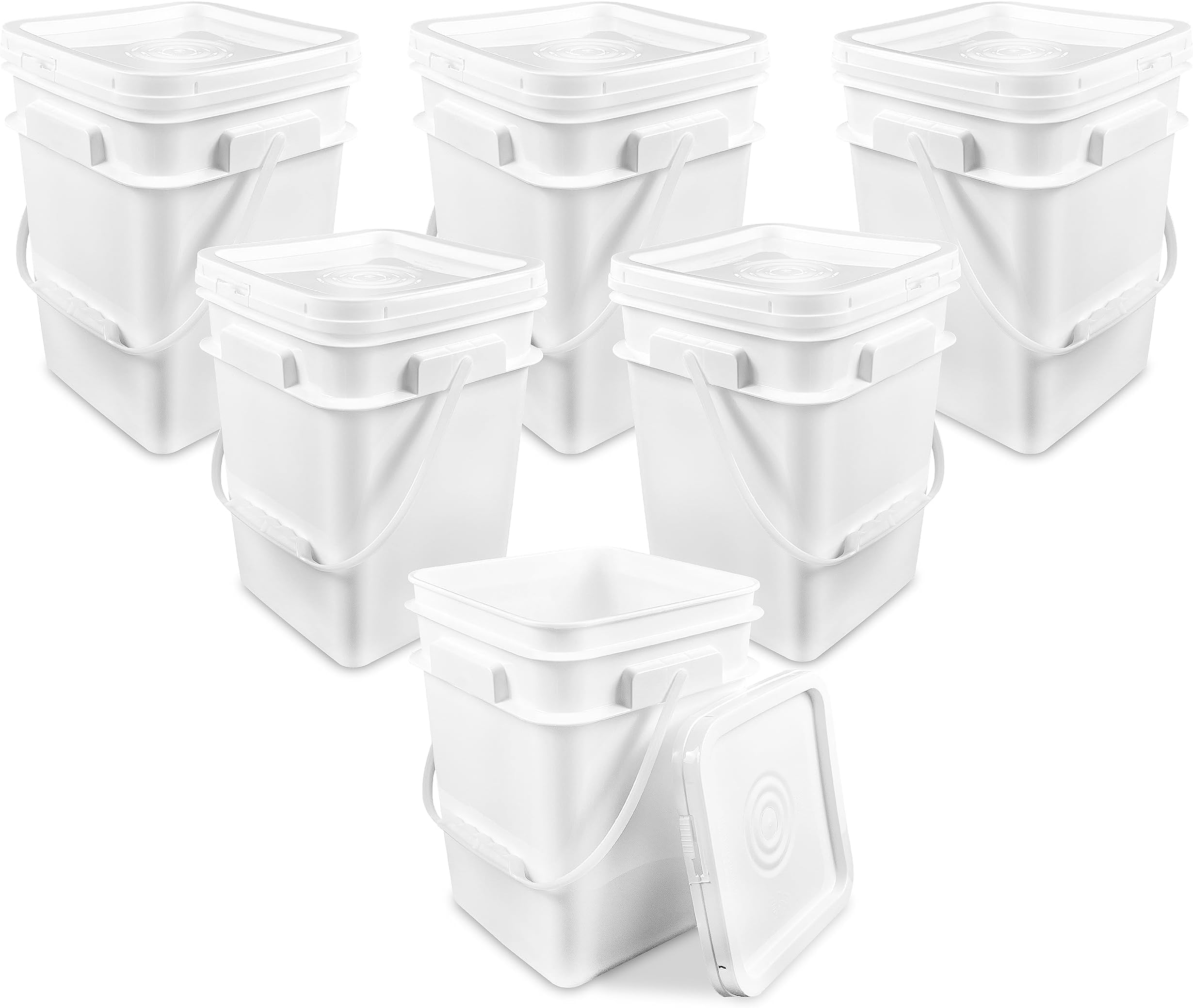 Amazon.com: House Naturals 4 Gallon Square Food Grade Bucket Pail with ...