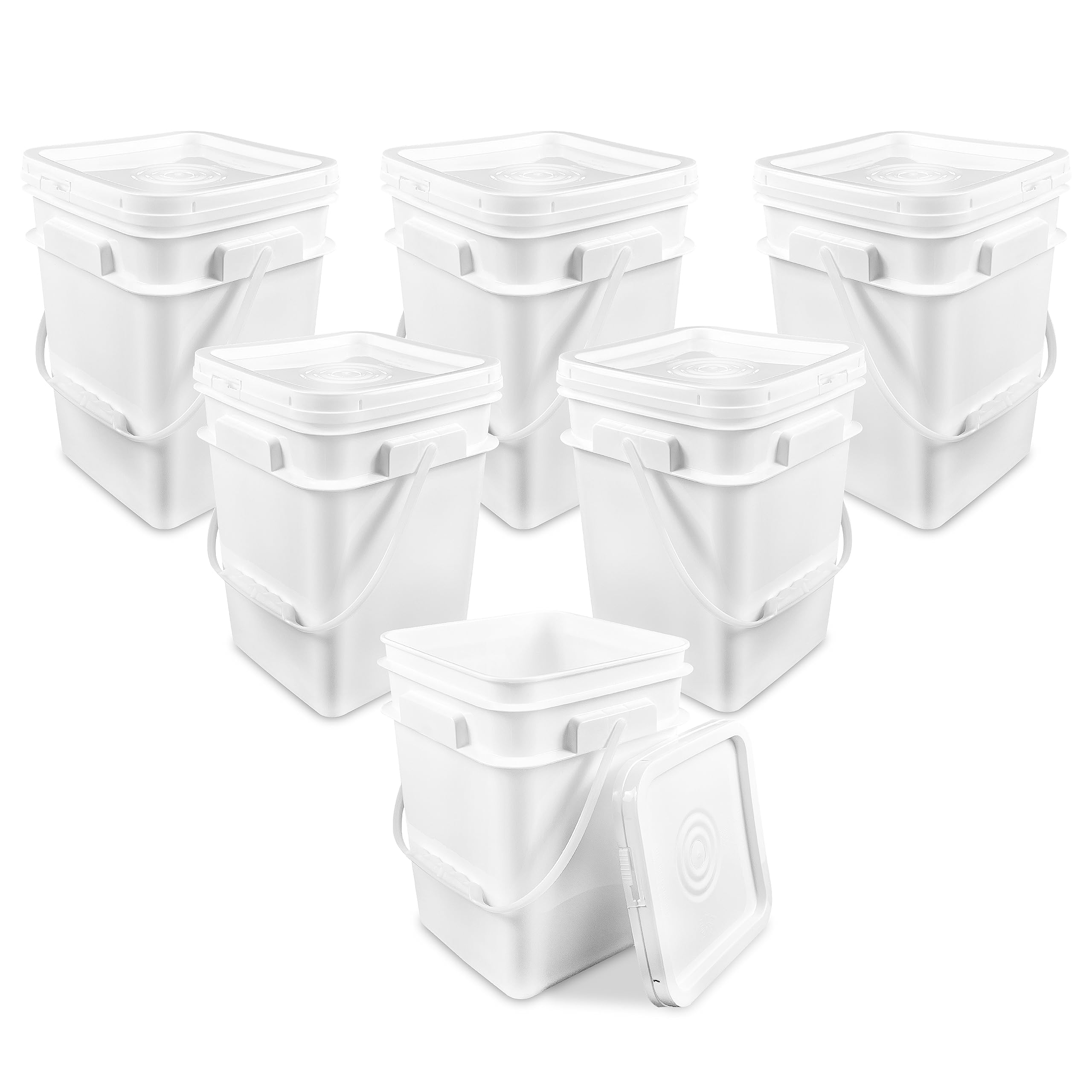 ePackageSupply 5. Gallon Square Bucket with Lid & Plastic Handles, Food ...