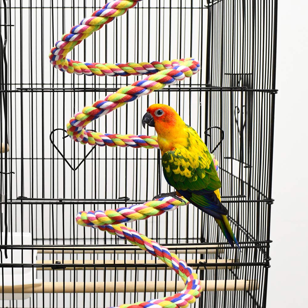 ASOCEA Bird Rope Bungee Toy With Bell Cotton Parrot Spiral Swing ...
