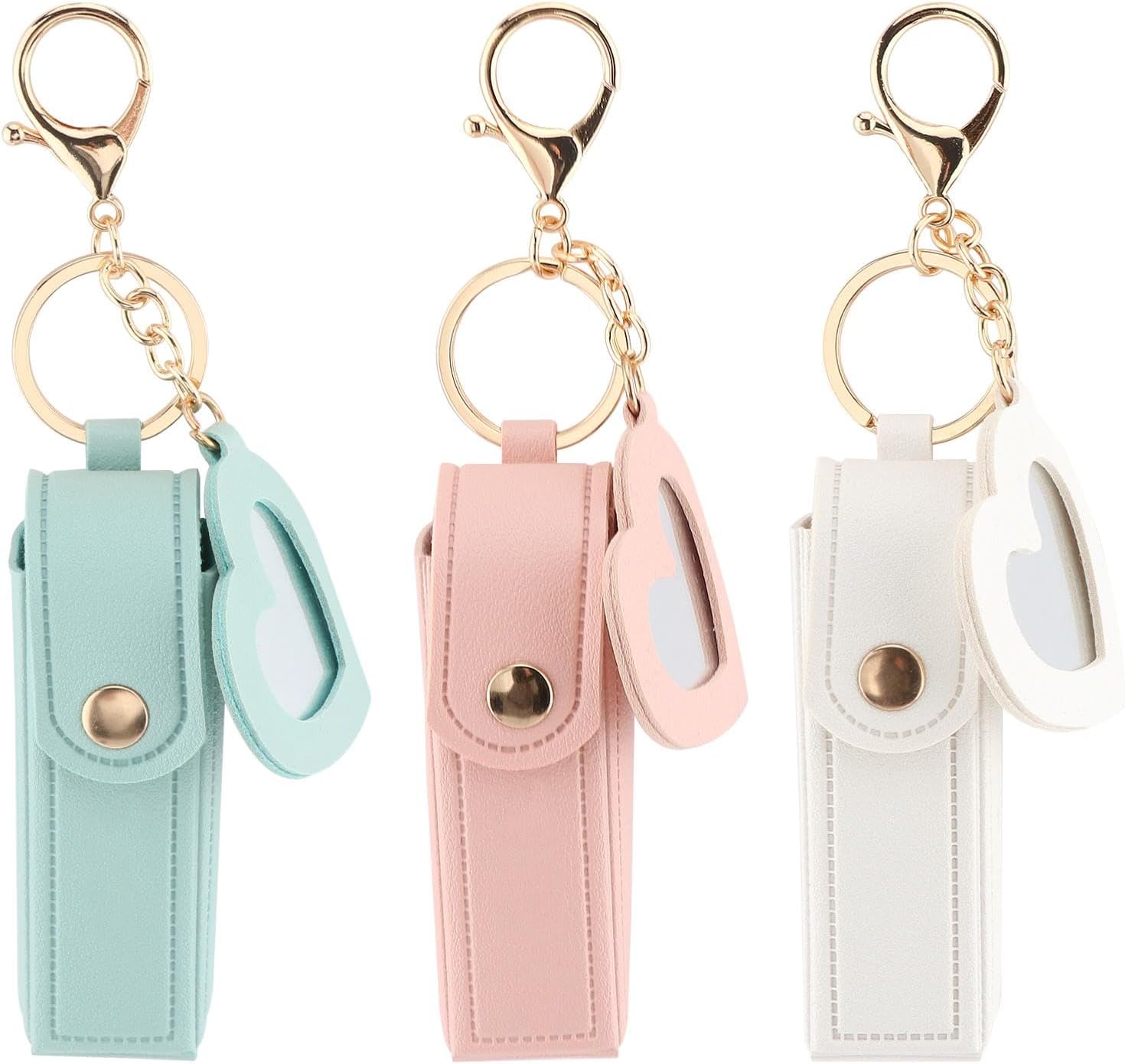 Amazon.com: QWLWBU 3Pcs Chapstick Keychain Holder,Soft Leather ...