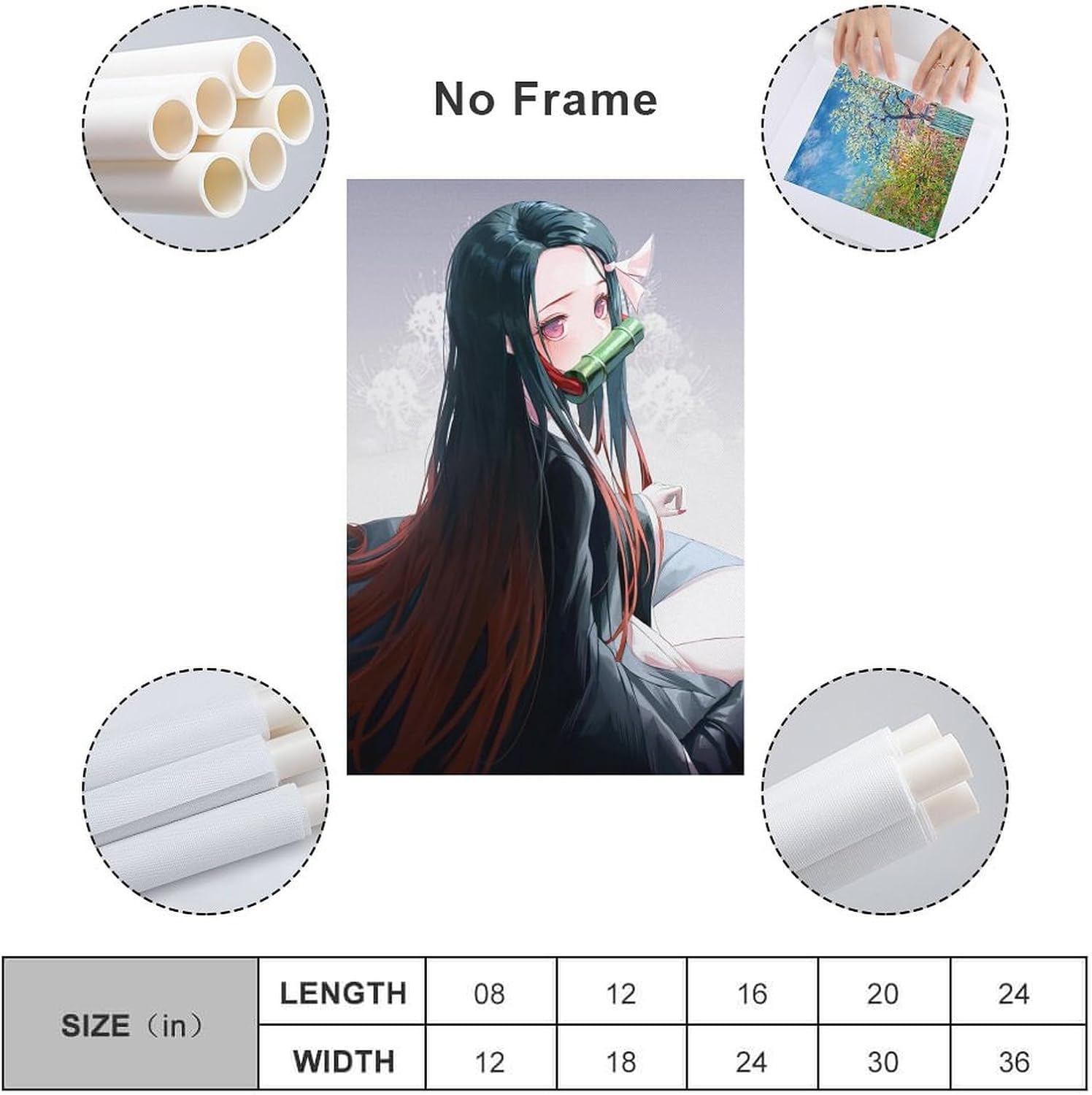 Nezuko Kamado Poster, Long Haired Girl Biting Bamboo Tube, Demon Layer ...