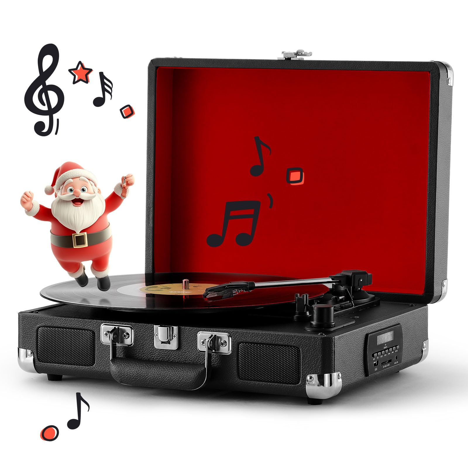 Amazon.com: ORCC Record Player Turntable 3-Speed Bluetooth Suitcase ...