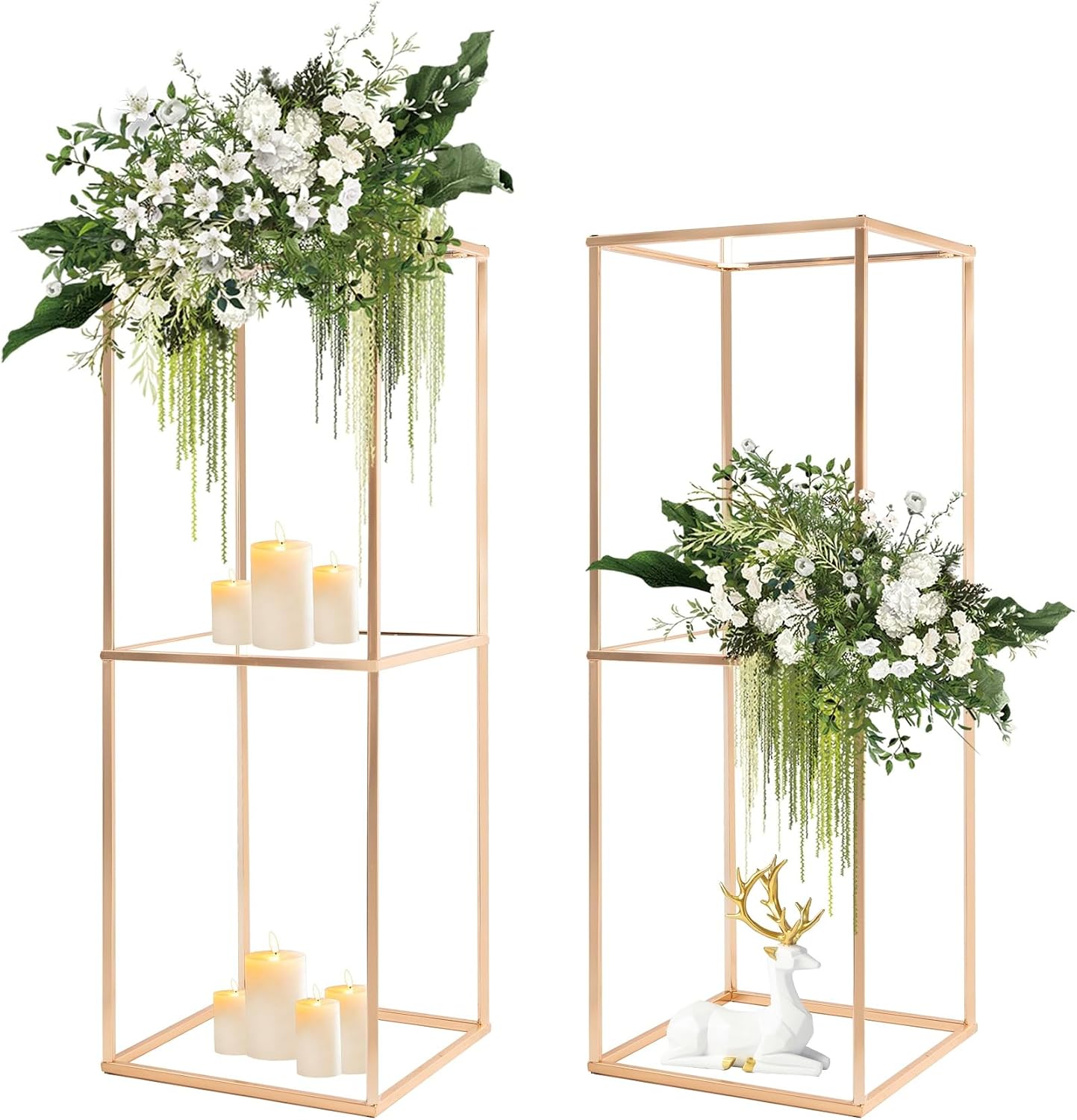Amazon.com: Bigsee Gold Flower Stand for Centerpieces: 2 Pcs 2-Layer 31 ...