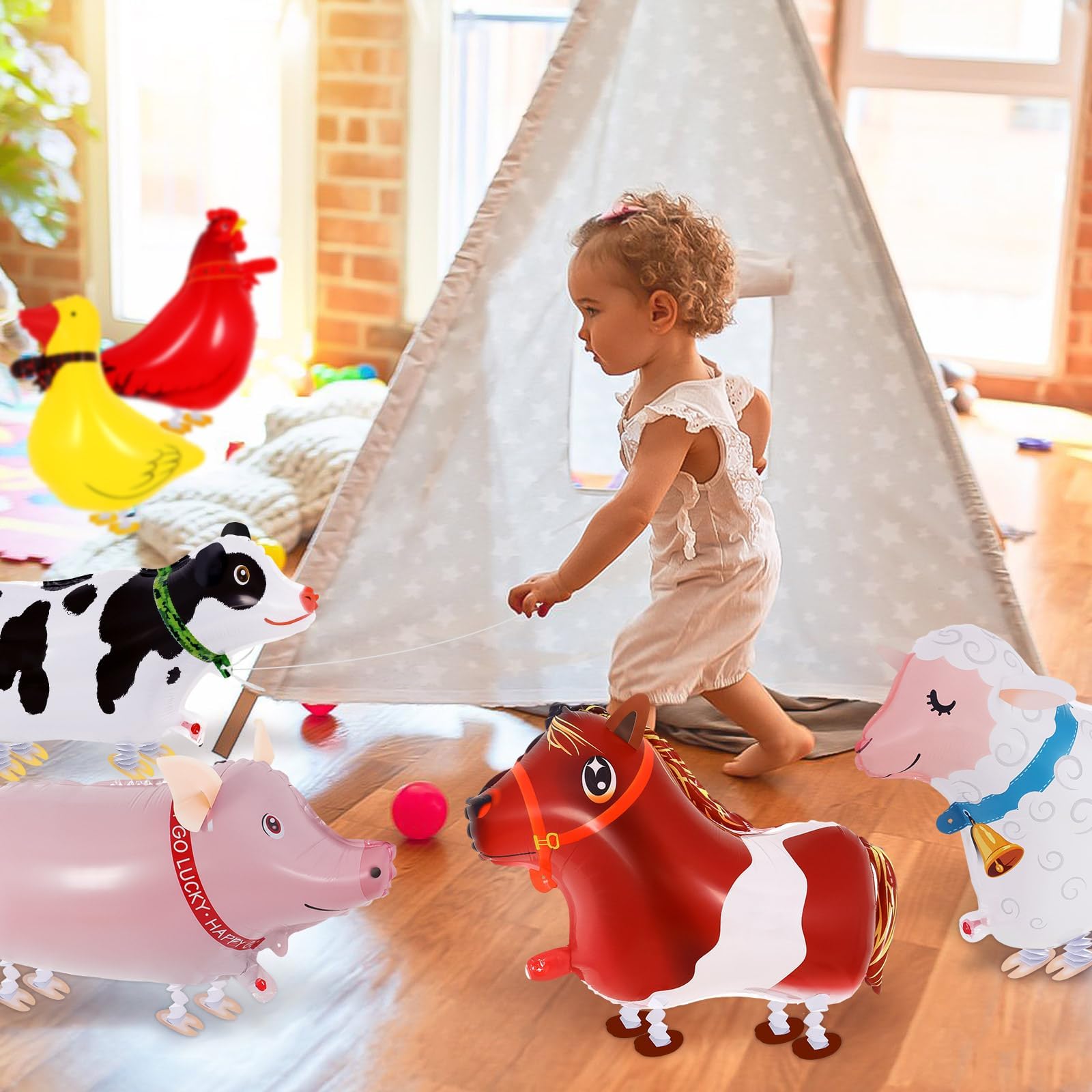 Snapklik.com : 6 Pcs Walking Animal Balloons, Farm Animals Balloons ...