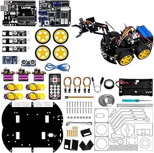 Amazon.com: LAFVIN Mechanical 4WD Robot Arm Smart Car Kit - STEM/Graphical Programming Robot Car ...