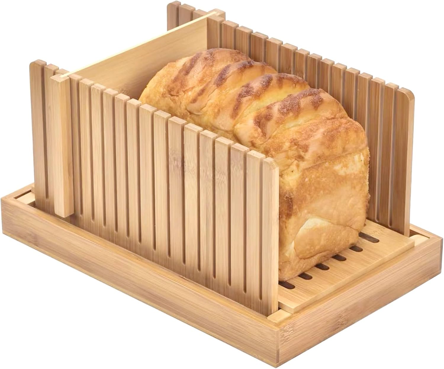 Bamboo Bread Slicer for Homemade Bread - Foldable Wooden Cutting Board ...