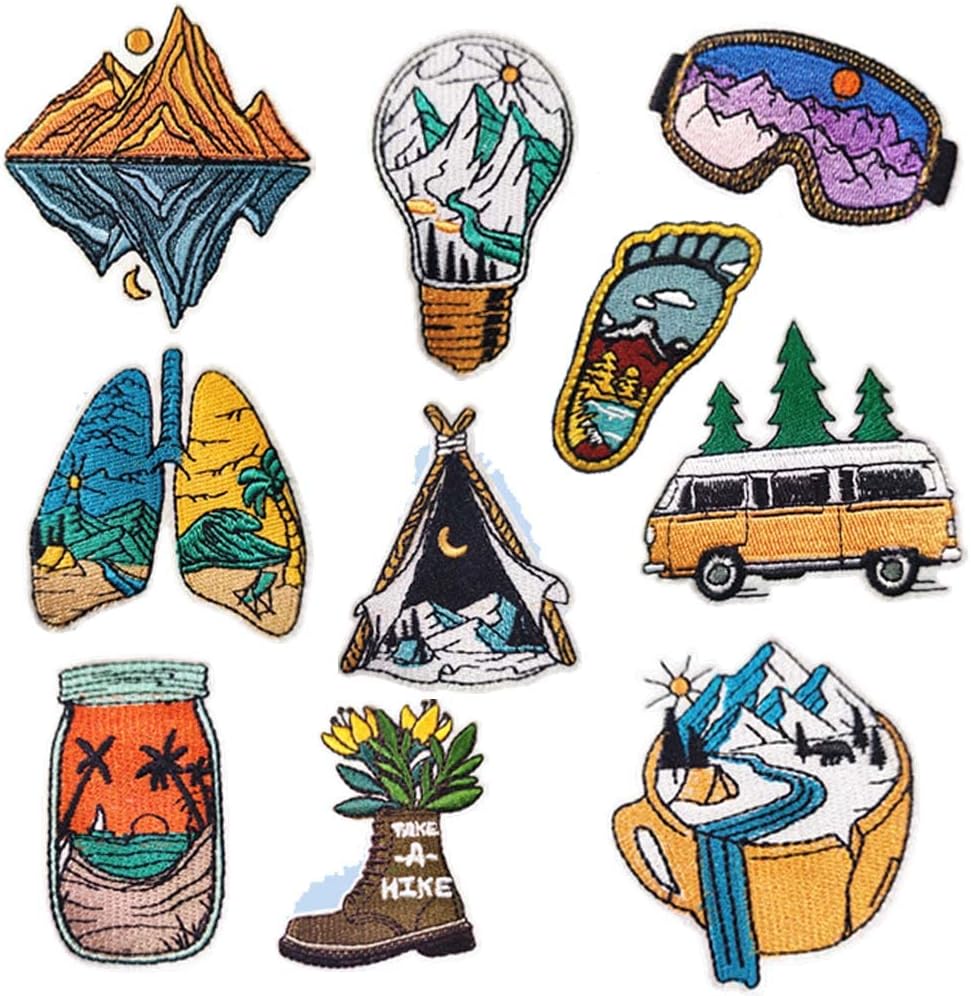 Amazon.com: 16 Pieces Camping Theme Iron On Patches, Embroidered Iron ...