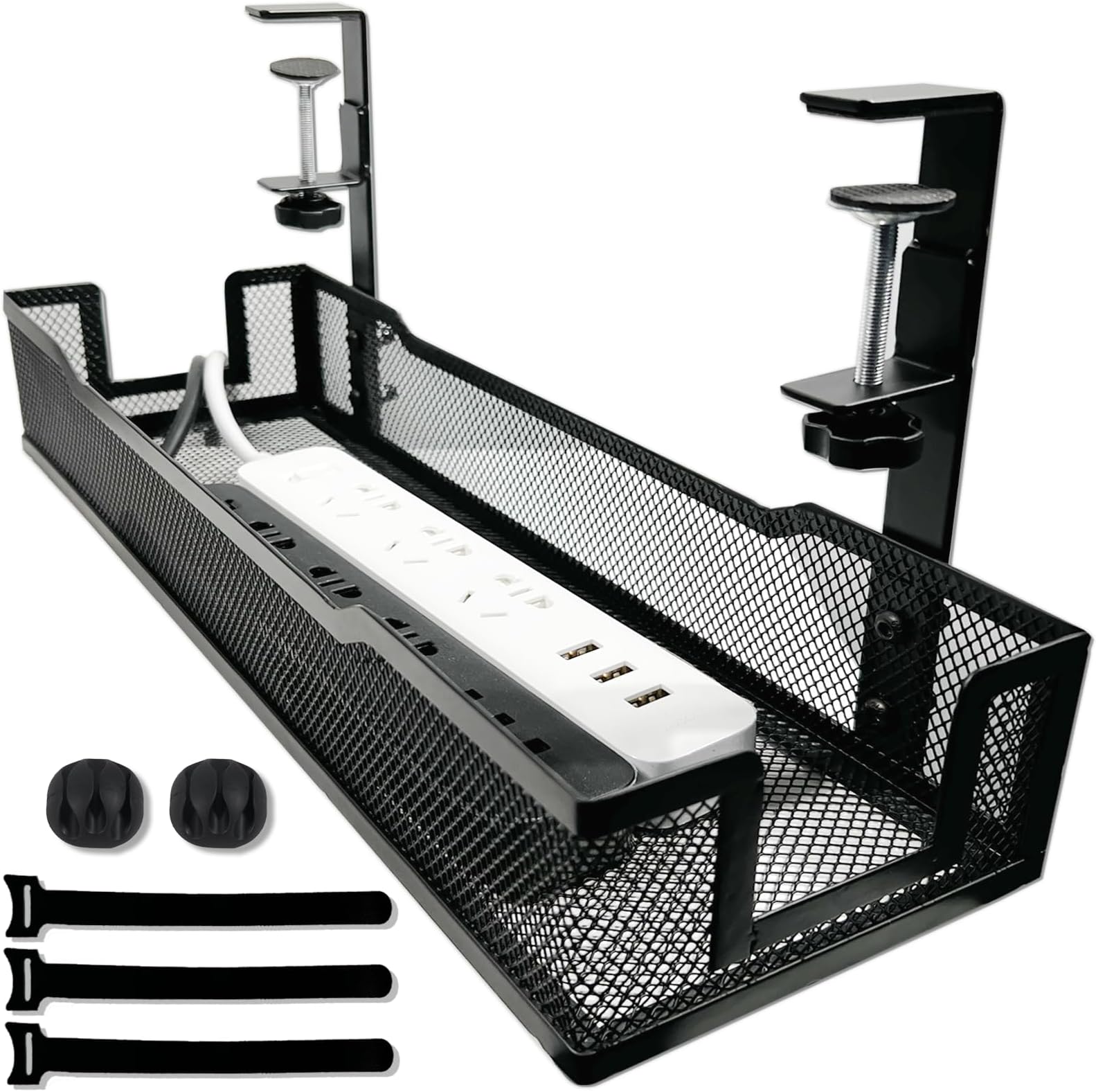 Amazon.com: No drill Under Desk Cable Management Tray with clamp ...