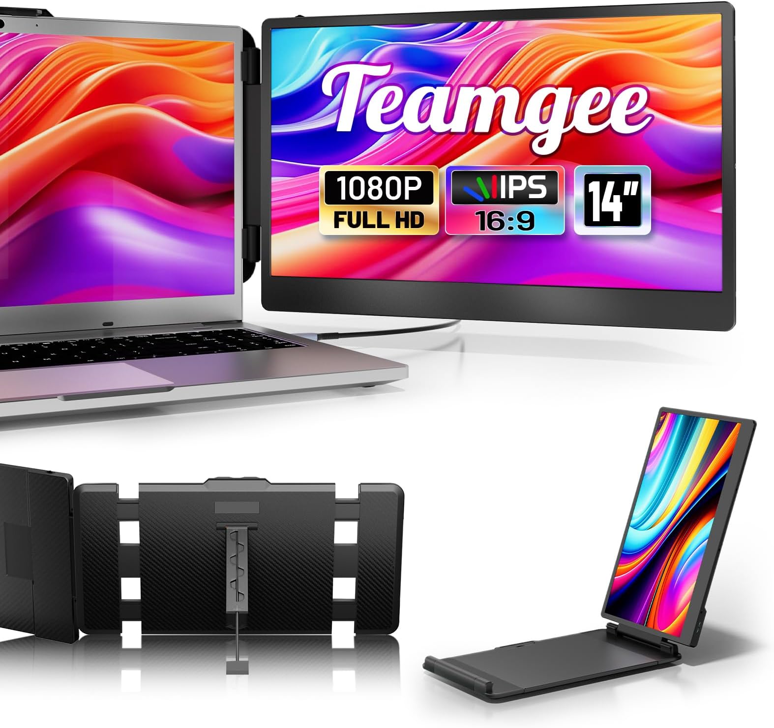 Teamgee Monitor Portatile - Secondo Schermo Full HD da 14'' per Laptop ...