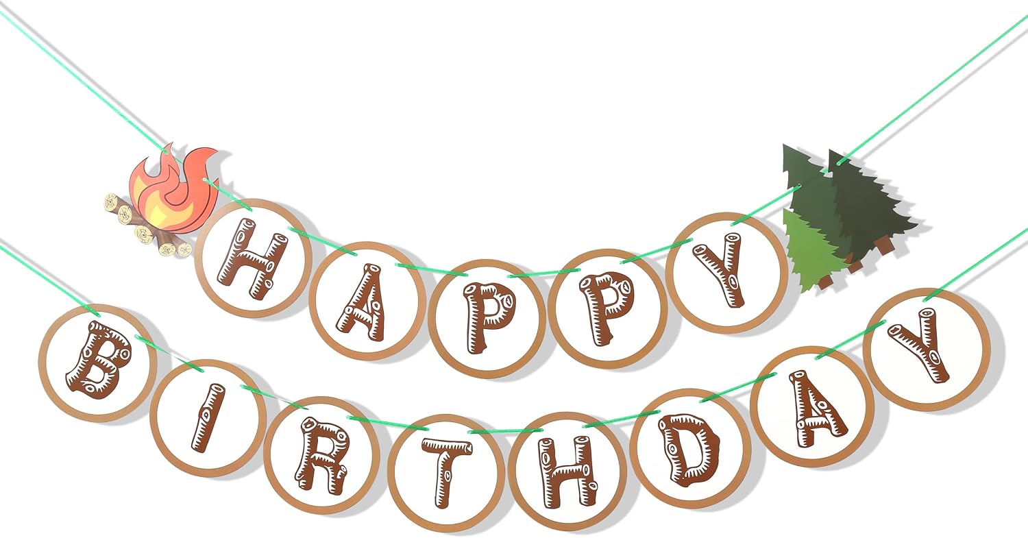 Amazon.com: KOOWISPO Happy Camper Banner - Camping First Birthday ...