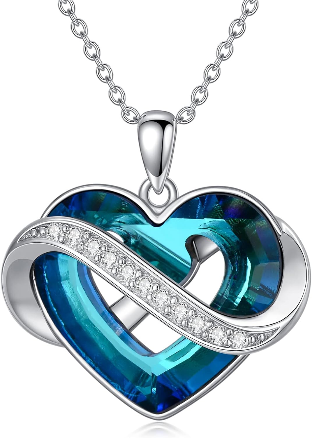 Amazon.com: Plesitep Infinity Heart Necklace for Women Sterling Silver ...
