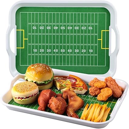 Amazon.com | Yungyan 2 Pcs Plastic Football Serving Trays with Handles ...