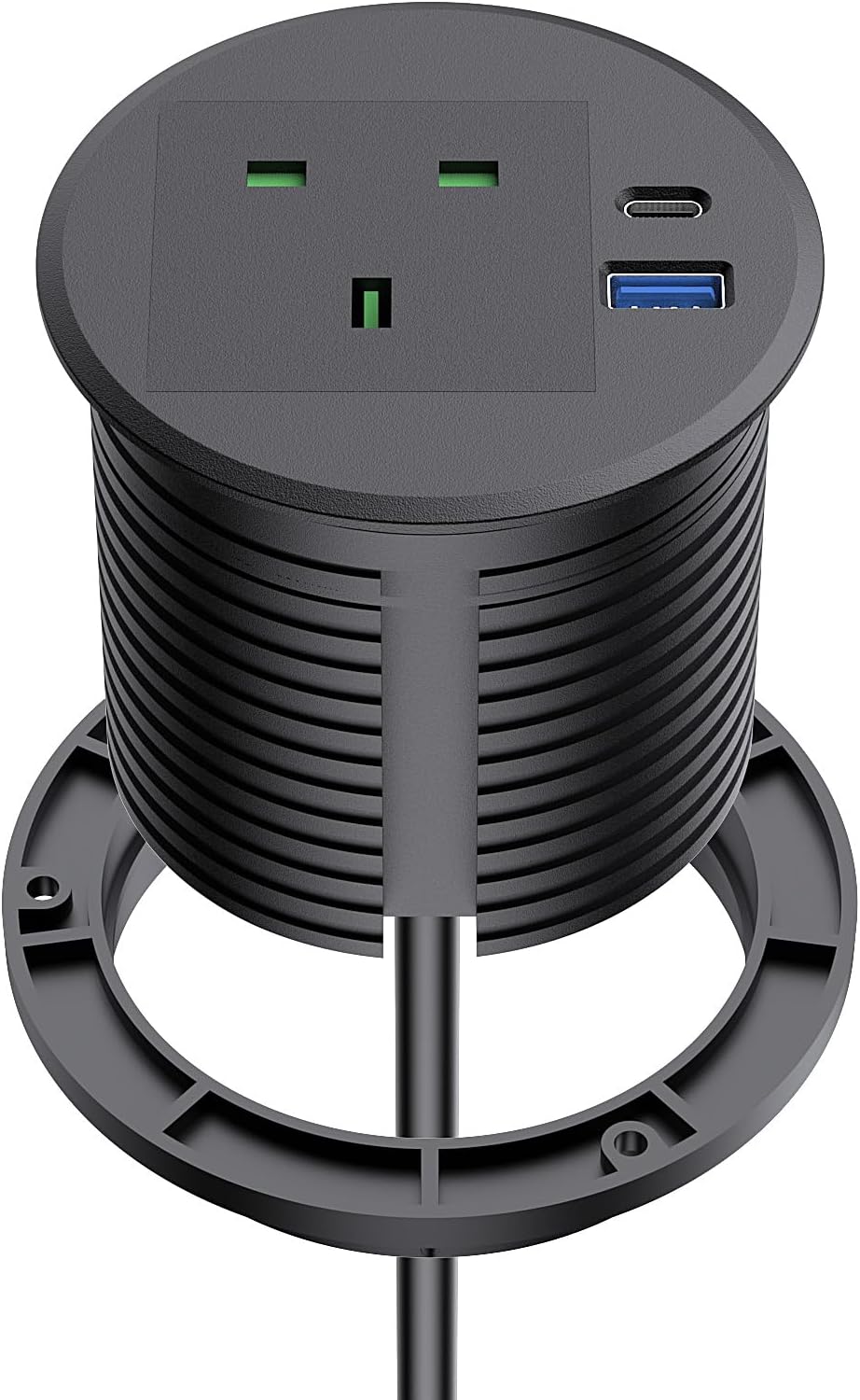 kenable Office Desk Mount 80mm Grommet with UK Power USB 3.0/Type C PD ...