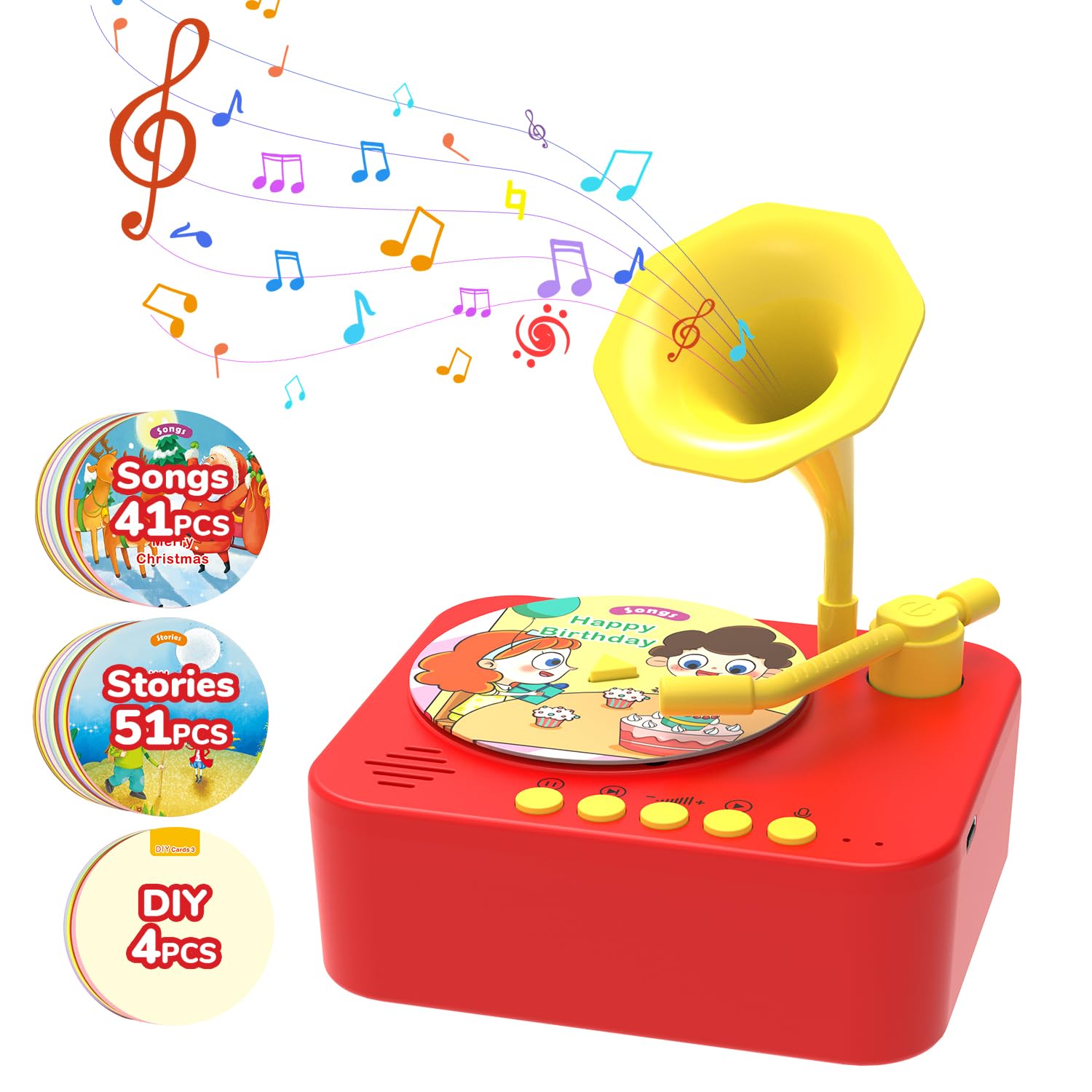 Amazon.com: Think Buddy Kids Record Player - 90+ Cards 【Story Telling ...