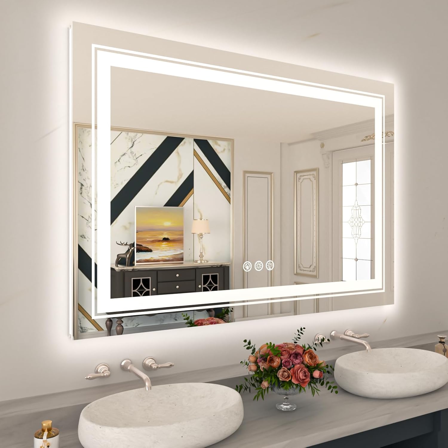 Amazon.com: WTTY LED Bathroom Mirror 48"x32" with RGB Backlit and Front ...
