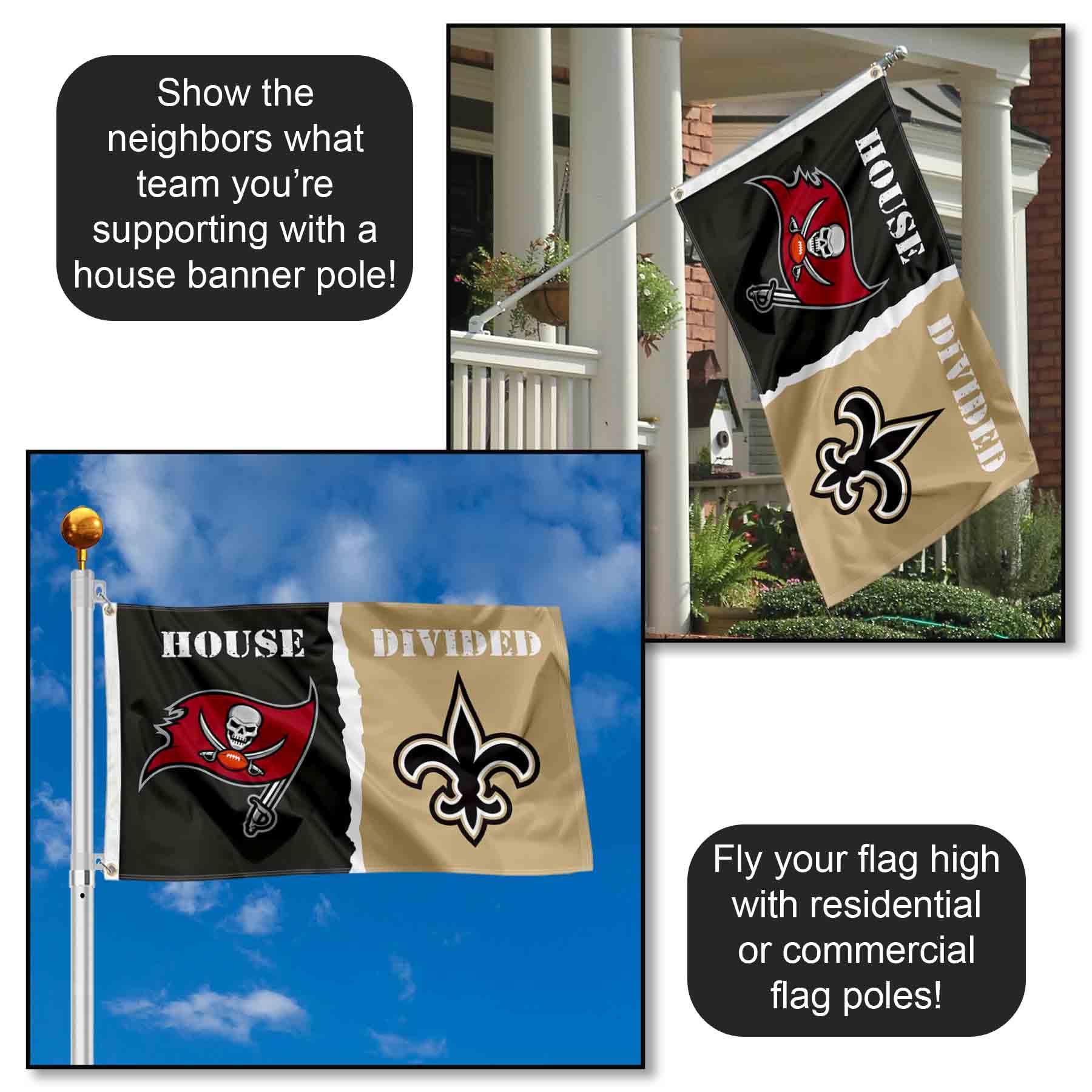 House Divided Flag Buccaneers Vs Saints - 3x5 Foot NFL Rivalry Banner ...