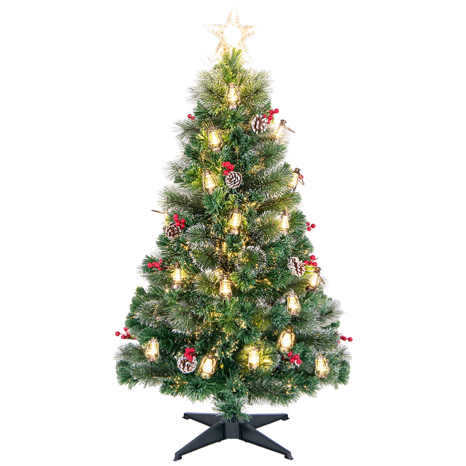 Amazon.com: GOFLAME 5FT Prelit Artificial Christmas Tree, Fiber Optic ...