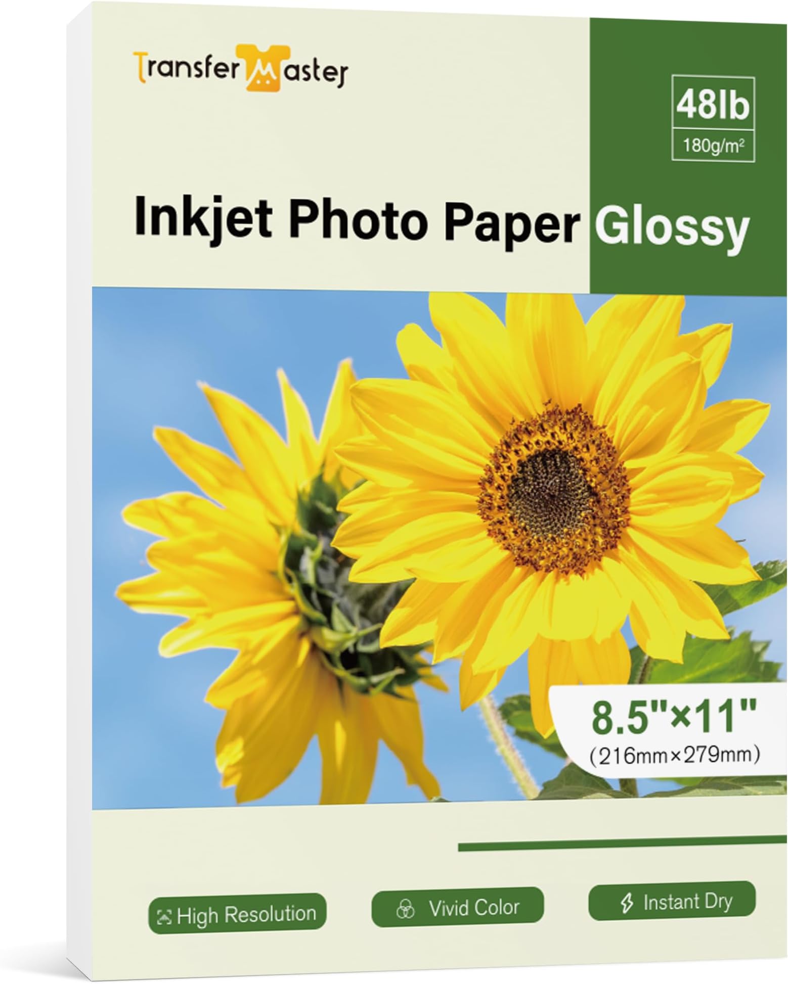 Glossy Photo Paper 8.5x11 Inch 48lb 180gsm Professional Glossy Photographic Paper Letter Size ...
