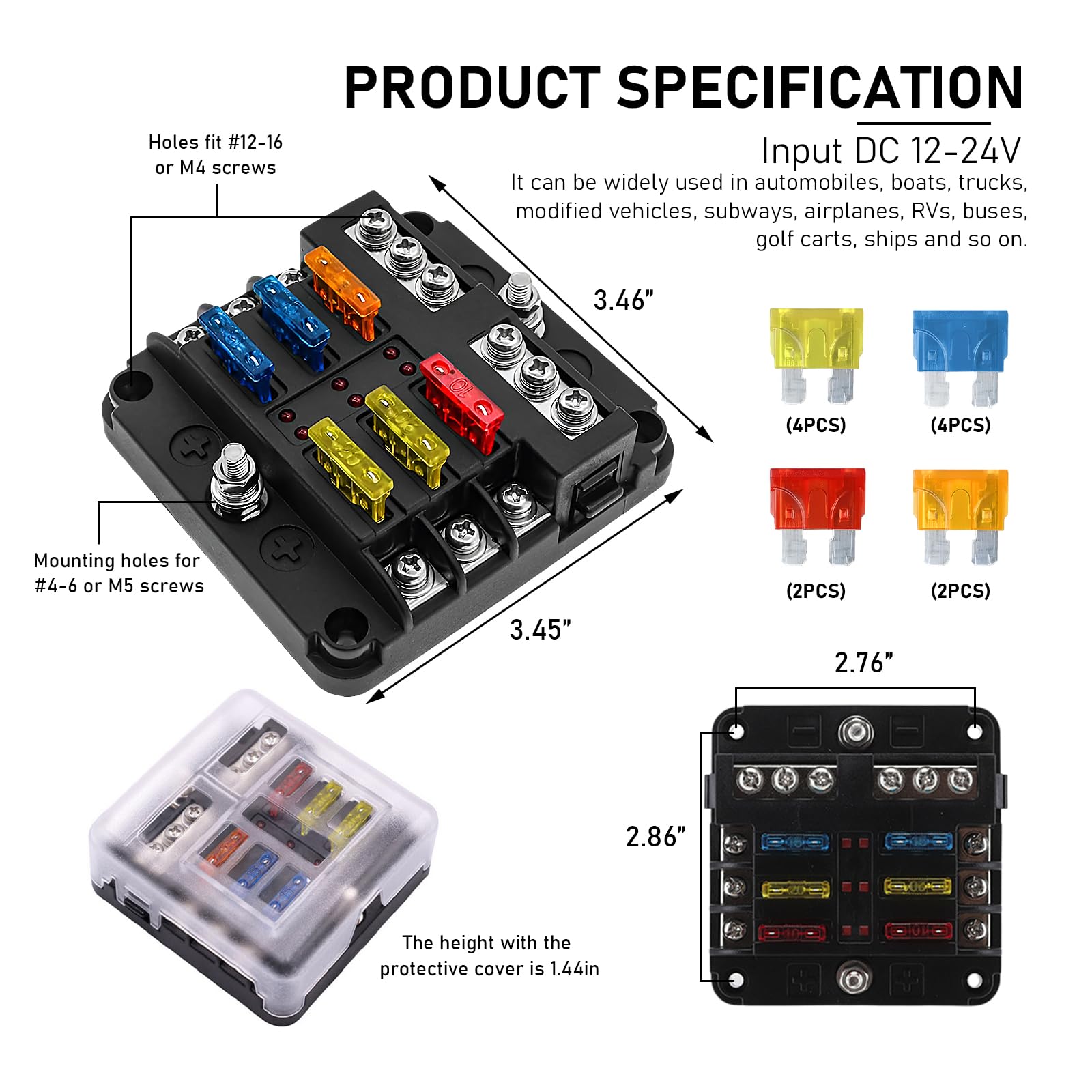 Snapklik.com : KVAEY 12 Volt Fuse Box, Waterproof Boat Marine Fuse ...