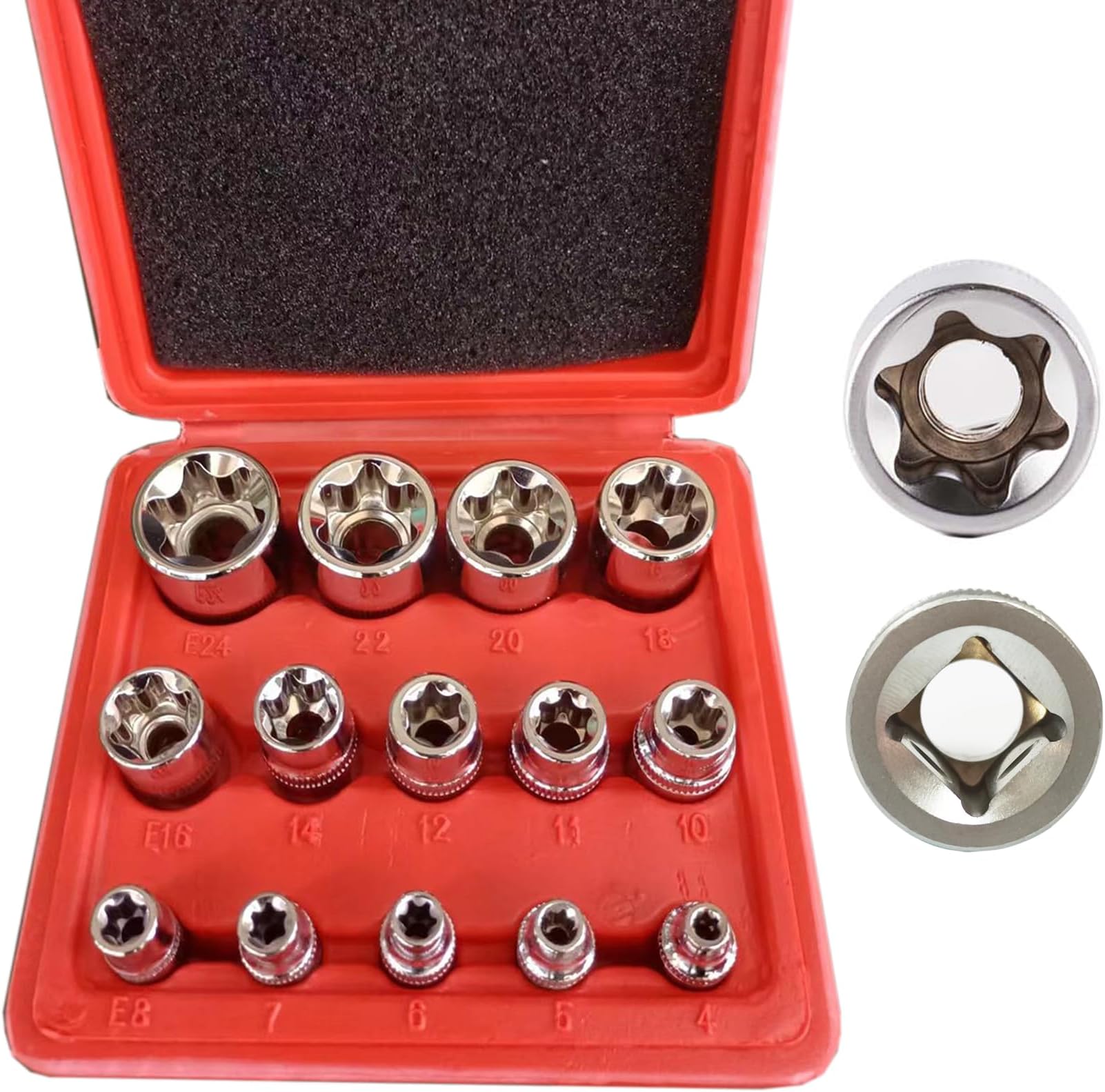 Female E Torx Socket Set 3/8 1/2 1/4 Drive E4 - E20 External Torque ...