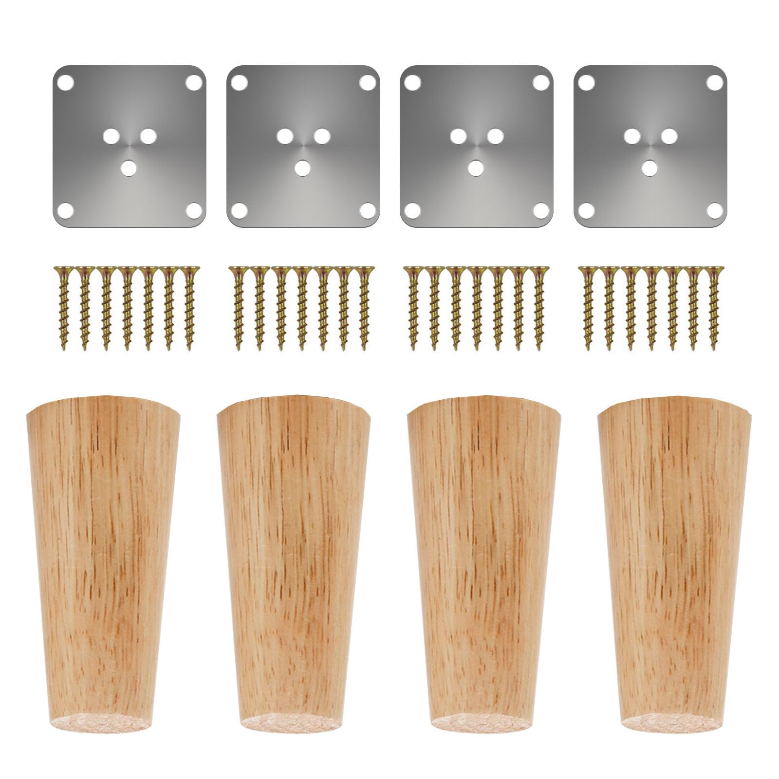 Pack of 4 Wooden Table Legs, Solid Wood Conical Replacement Furniture ...