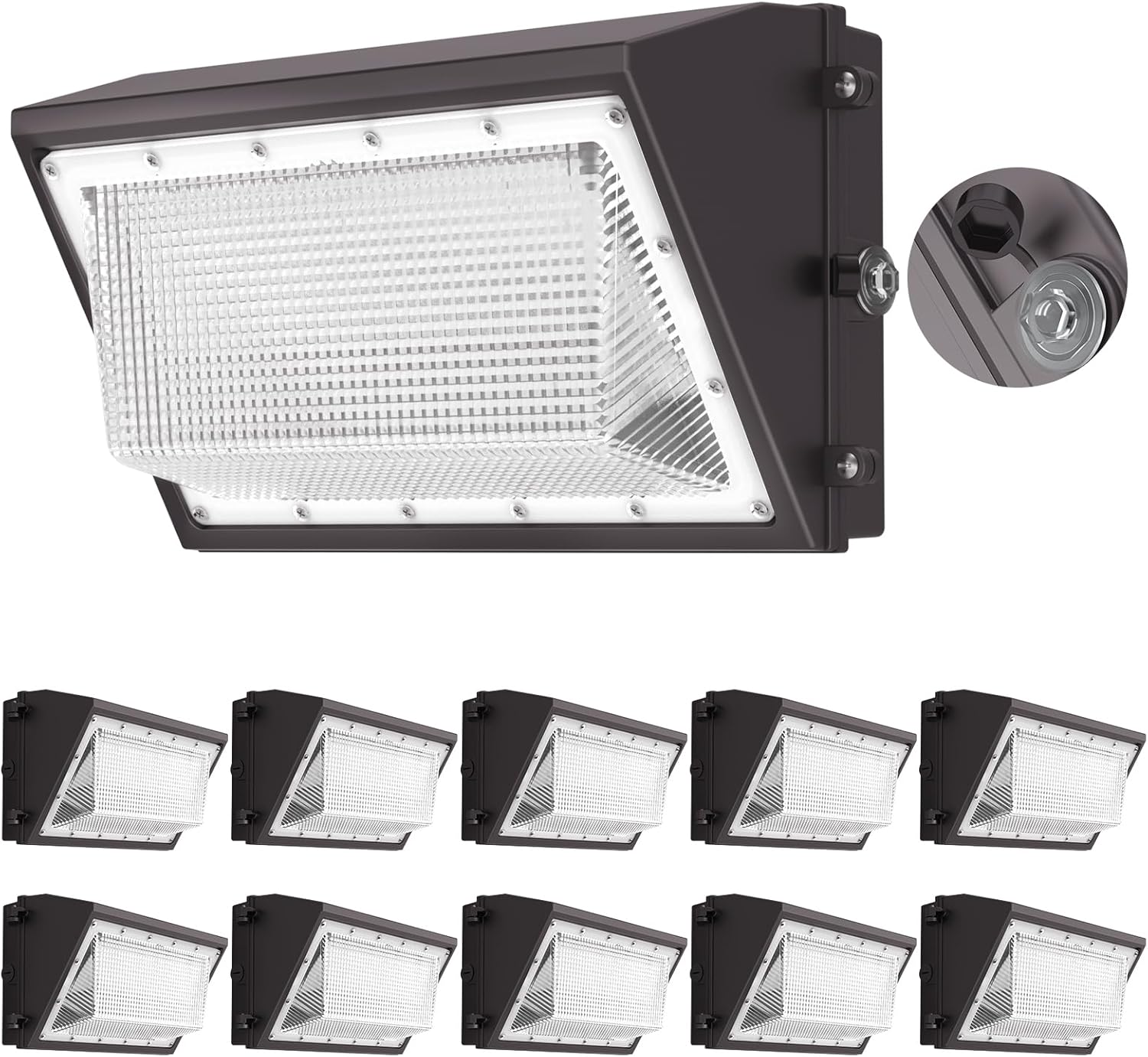 AIKVSXER 10 Pack 160W LED Wall Pack Light, Dusk to Dawn Photocell, 25 ...