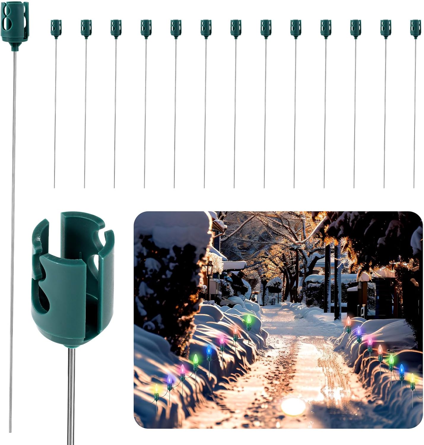 Amazon.com: lasuroa 15pcs Metal Christmas Light Stakes, 15in Adjustable ...